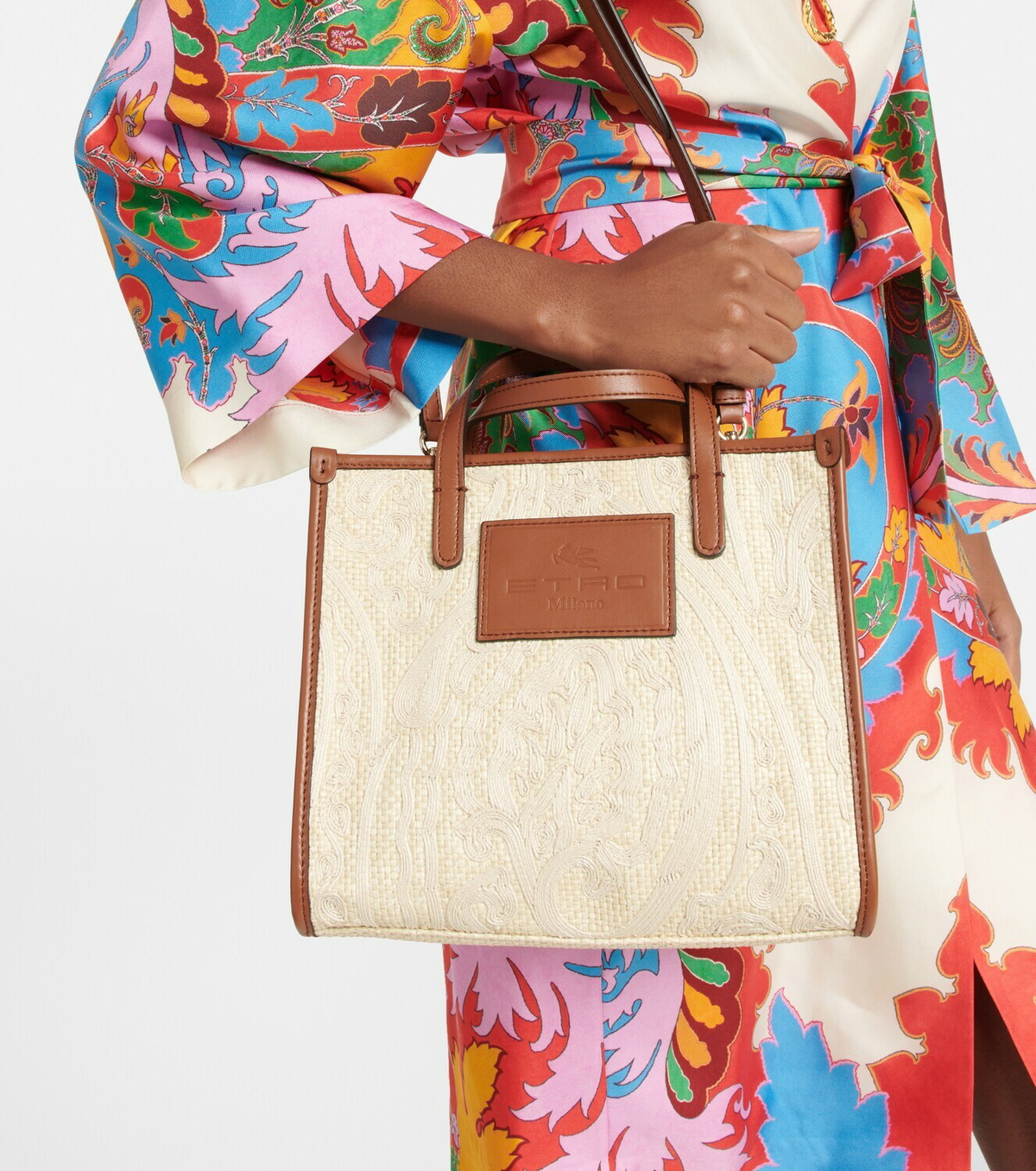 Etro - Globetrotter Small embroidered tote bag Etro