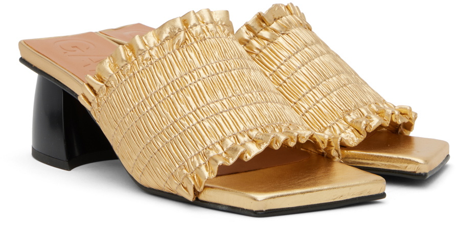 GANNI Gold Smock Mules GANNI