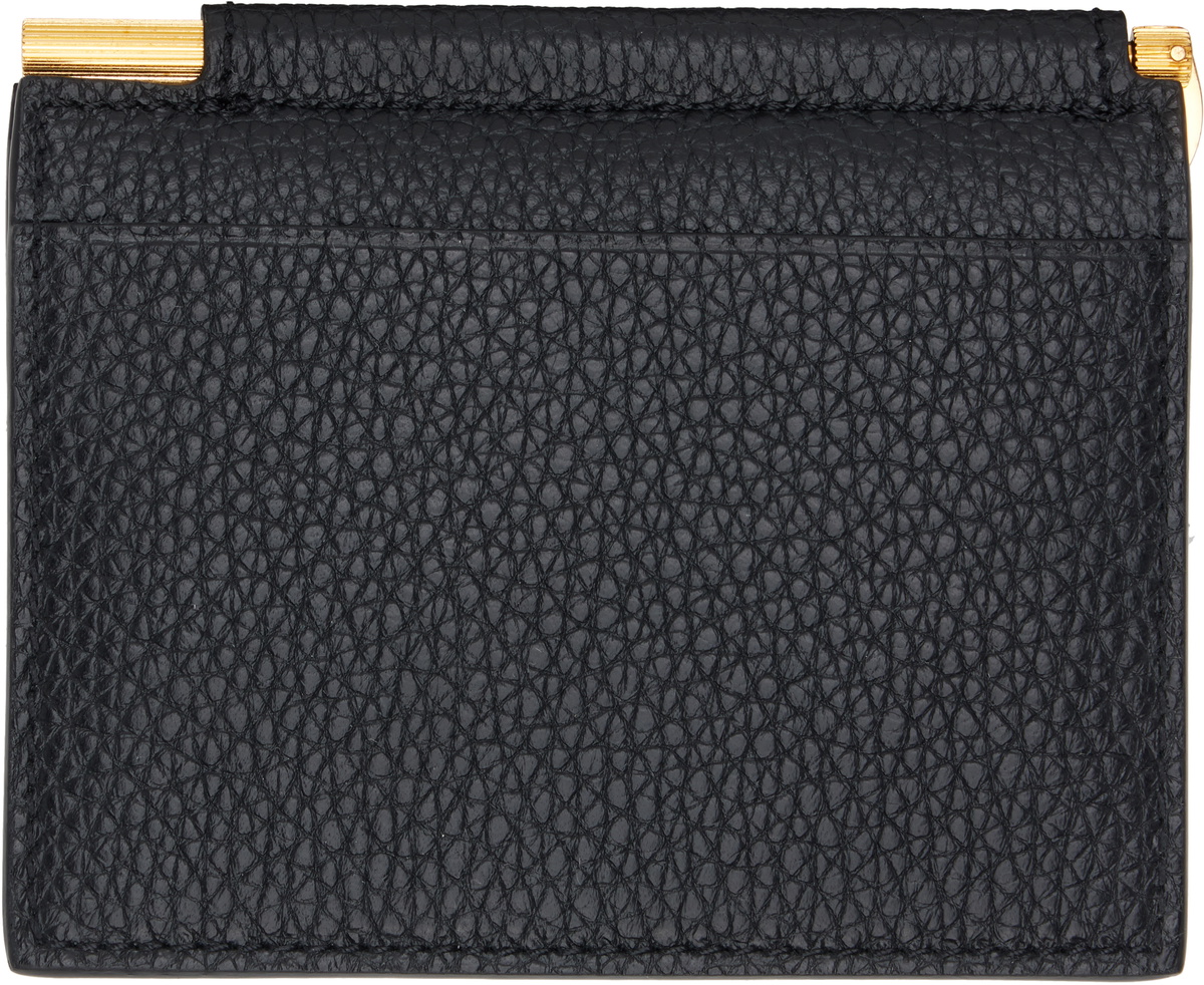 TOM FORD Black Soft Grain Leather Folding Money Clip Card Holder TOM FORD