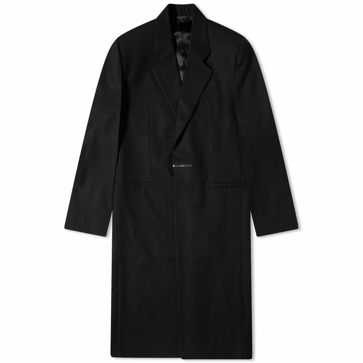 Givenchy Men's Clip Closure Long Coat in Black Givenchy