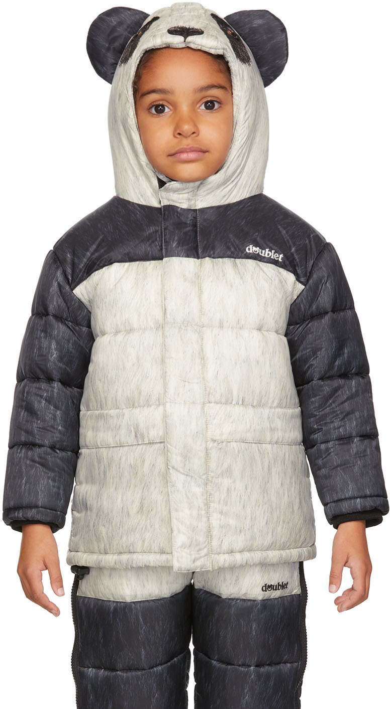 Doublet SSENSE Exclusive Kids Grey & Black Panda Costume Puffer Jacket ...