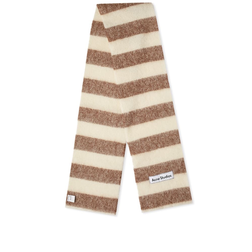 Acne Studios Men's Vally Breton Scarf in Brown/White Acne Studios