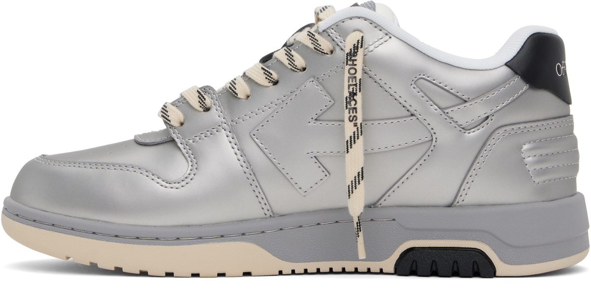 Off-White Silver Out Of Office Metallic Leather Sneakers Off-White