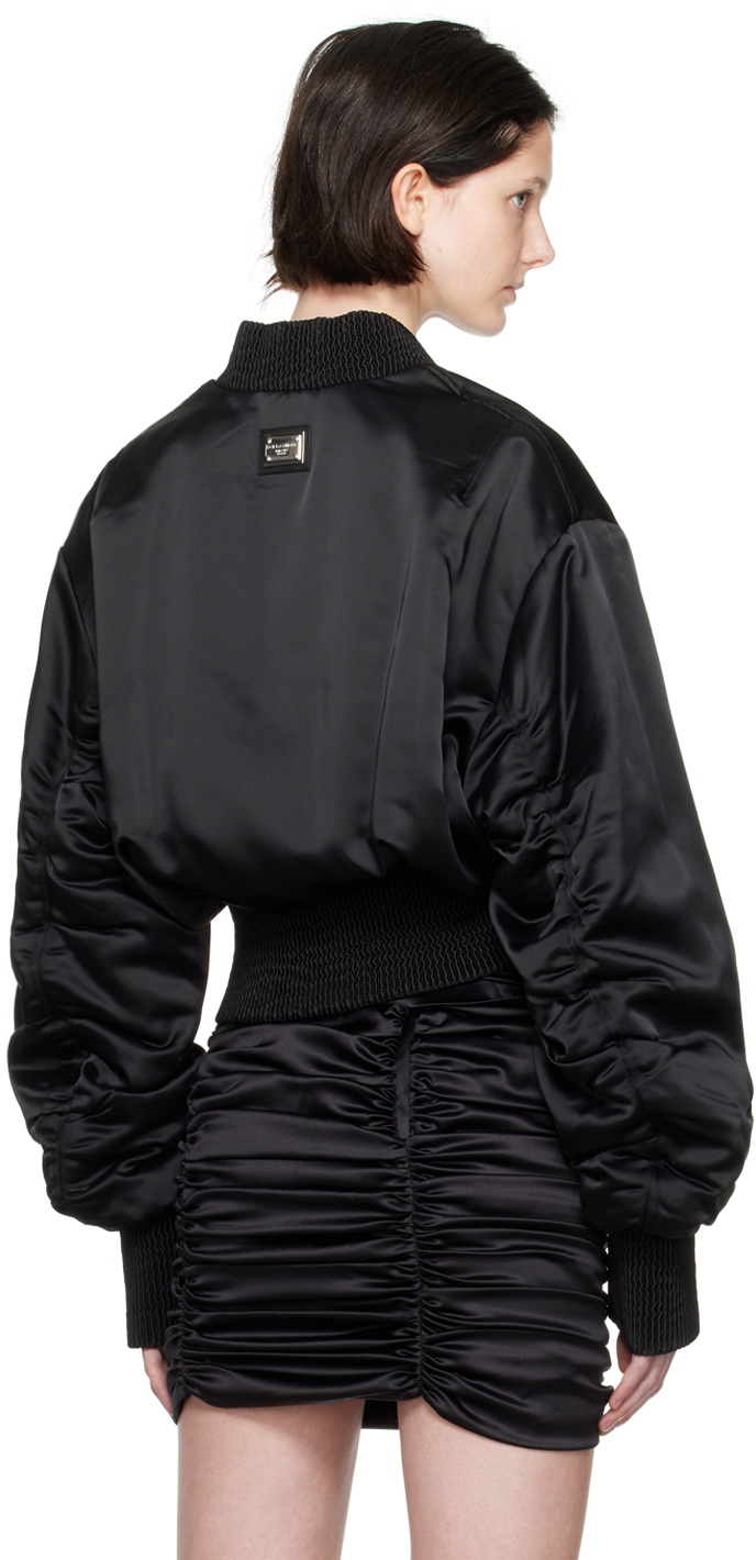 Dolce & Gabbana Black Short Bomber Jacket Dolce & Gabbana
