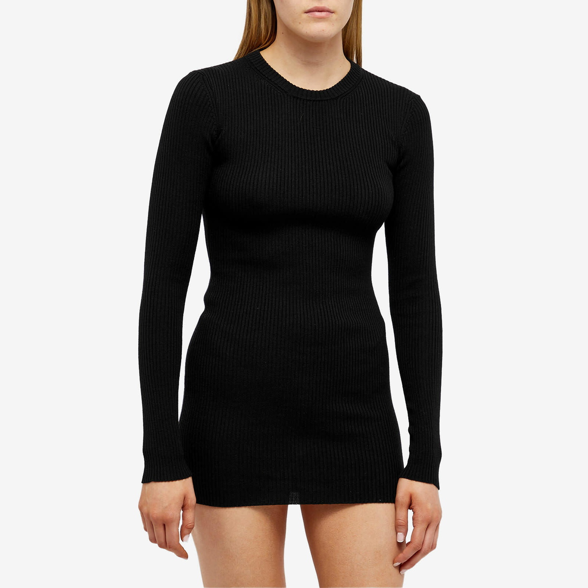 Wardrobe.nyc Women's Long Sleeve Ribbed Dress in Black WARDROBE.NYC