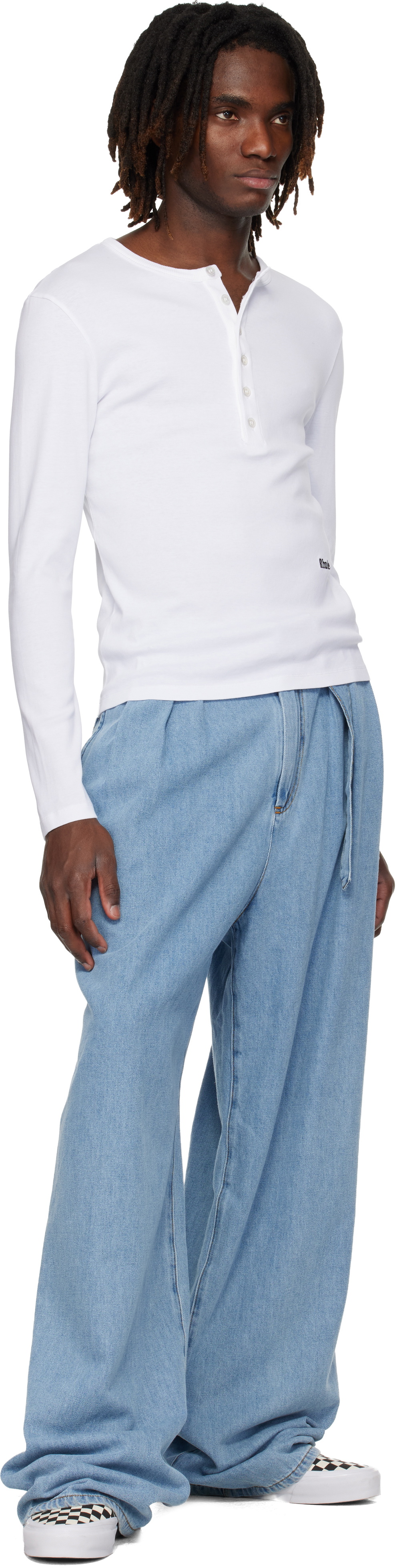 Rhude White Logo LS Henley Rhude