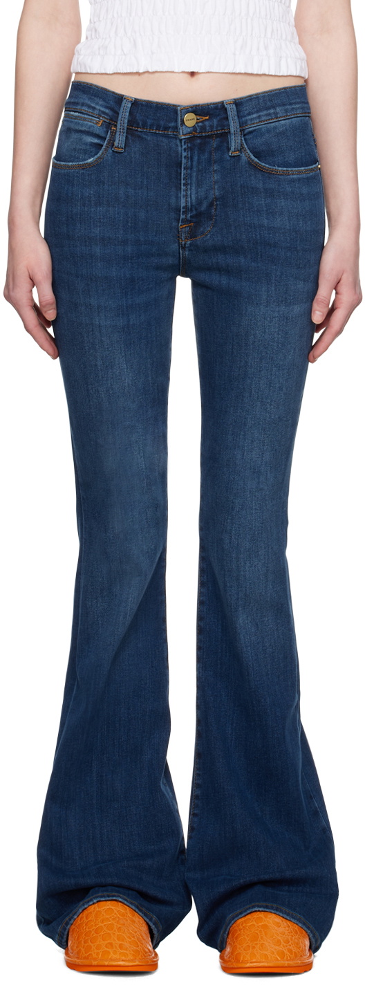 FRAME Navy 'Le High Flare' Jeans Frame Denim