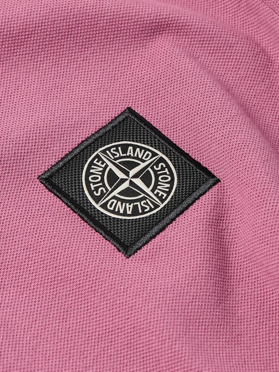 Stone Island - Logo-Appliquéd Cotton-Blend Piqué Polo Shirt - Pink ...