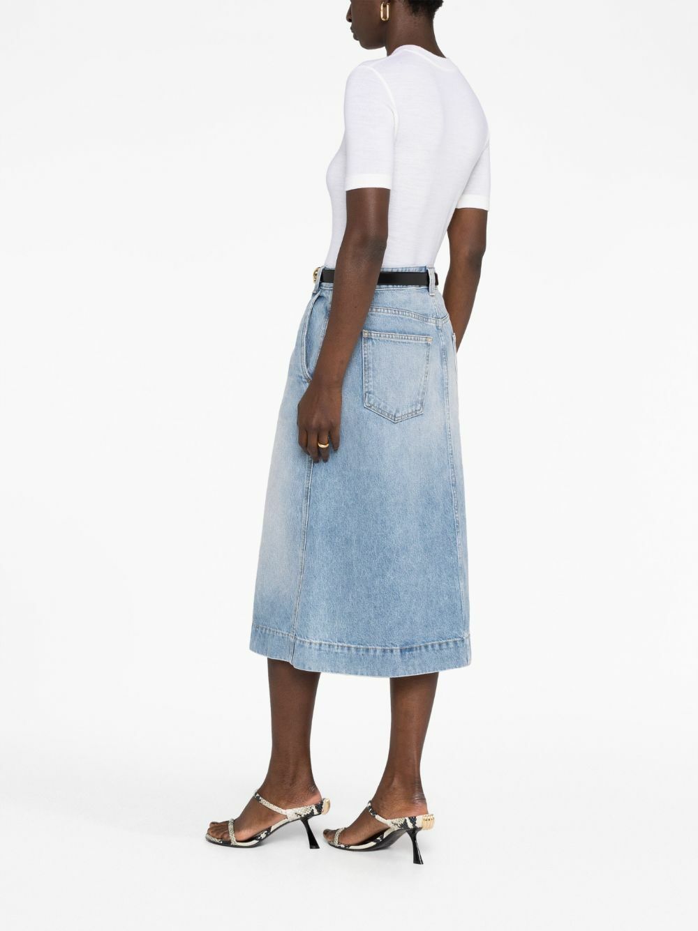 KHAITE The Charlene Denim Midi Skirt Khaite