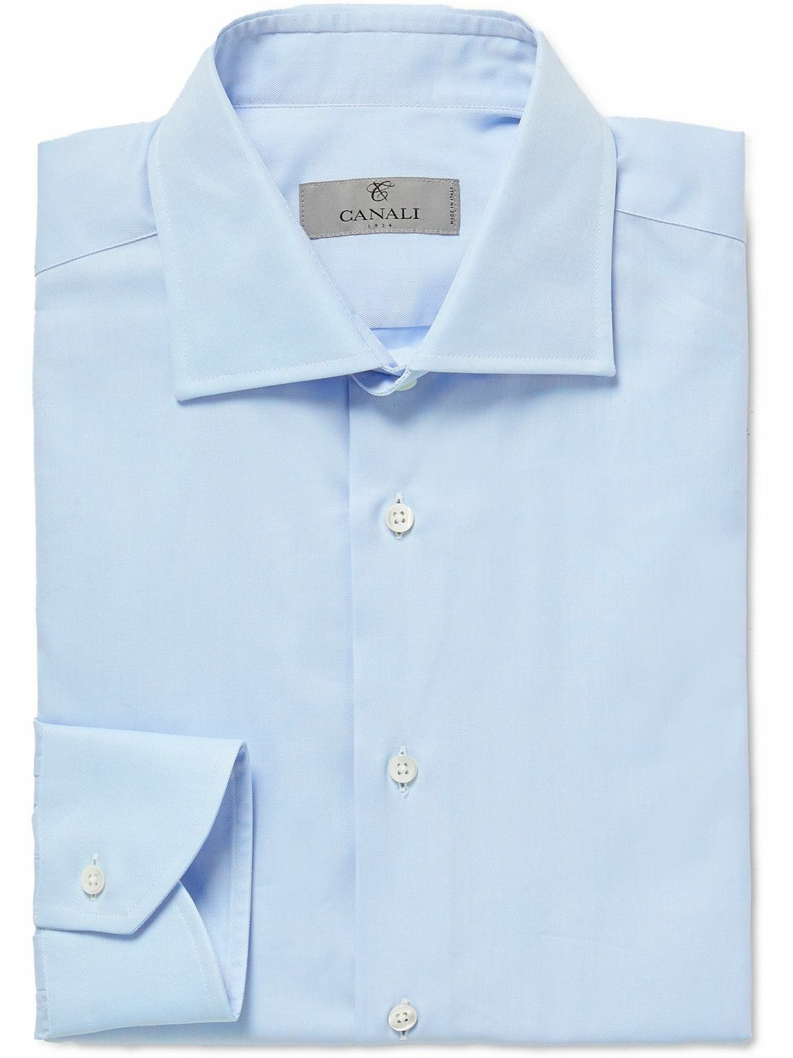 Canali - Cutaway-Collar Cotton-Twill Shirt - Blue Canali