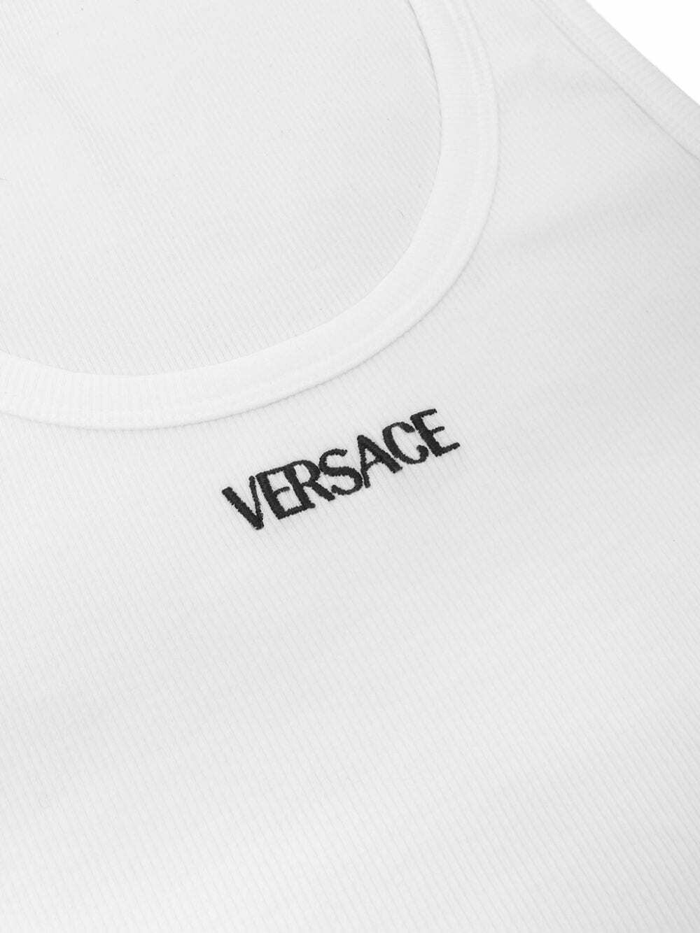 VERSACE - Logo Ribbed Cotton Tank Top Versace