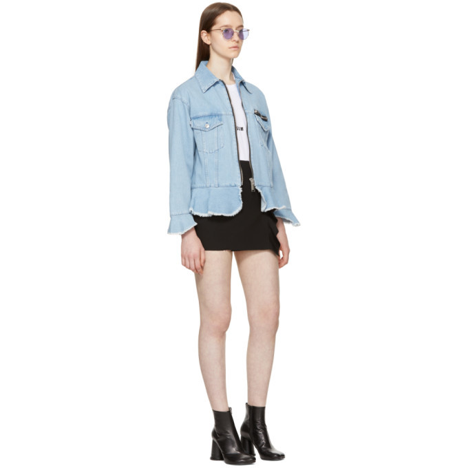 MSGM Blue Ruffled Denim Jacket MSGM