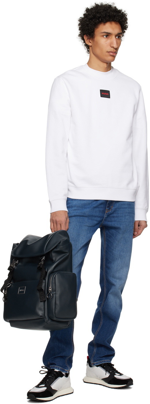 Hugo White Patch Sweatshirt Hugo Boss