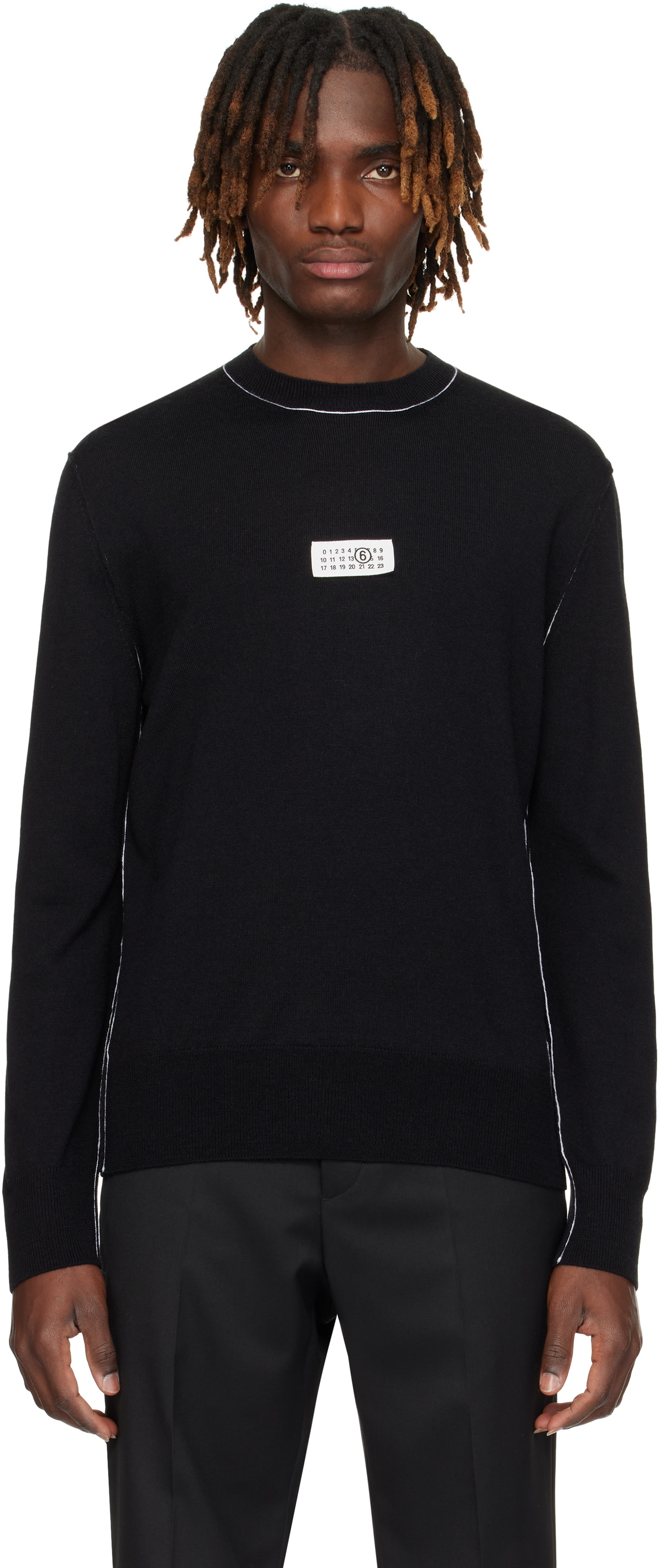 MM6 Maison Margiela Black Contrast Stitching Sweater MM6 Maison Margiela