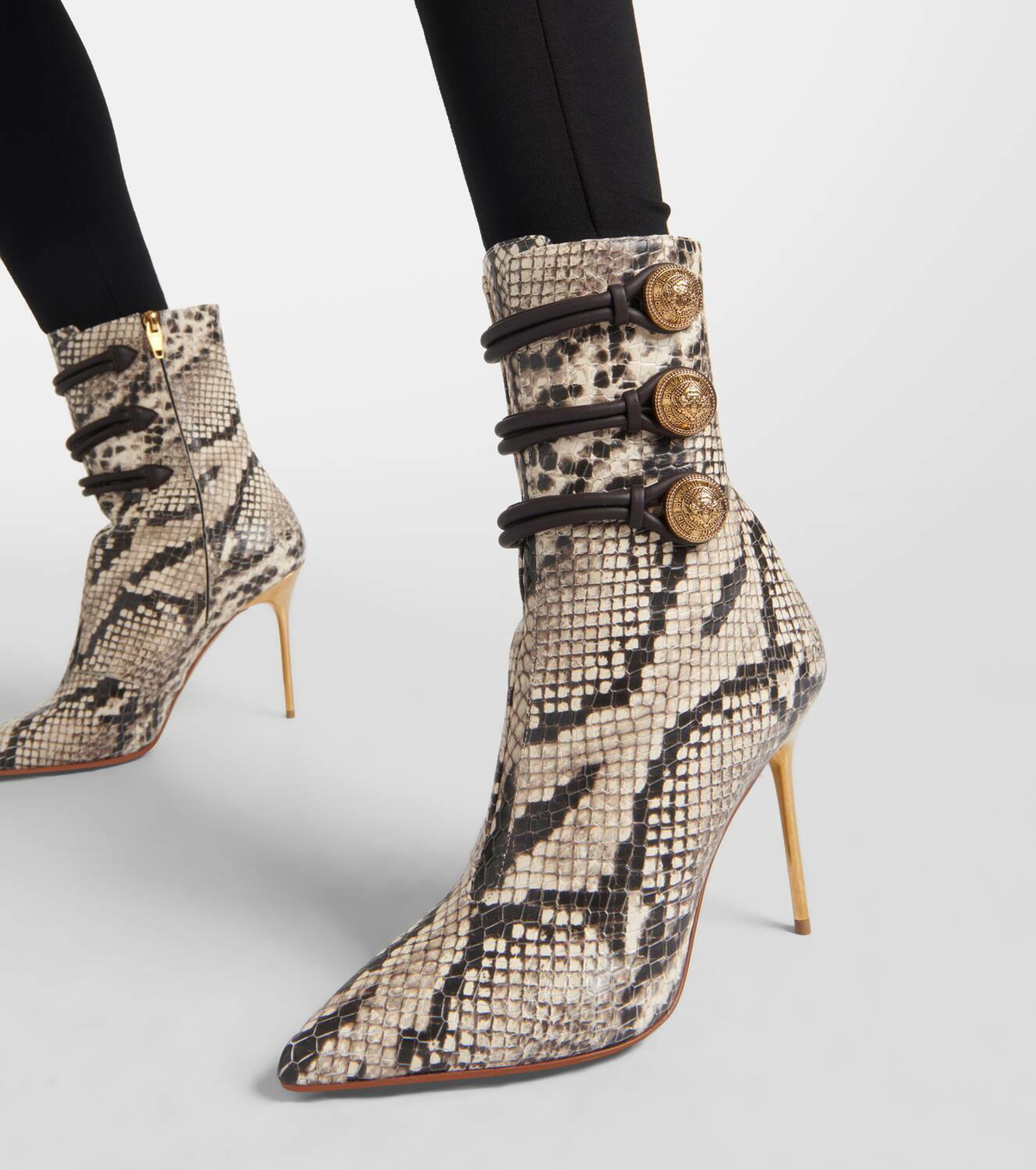 Balmain Alma snake-effect leather ankle boots Balmain