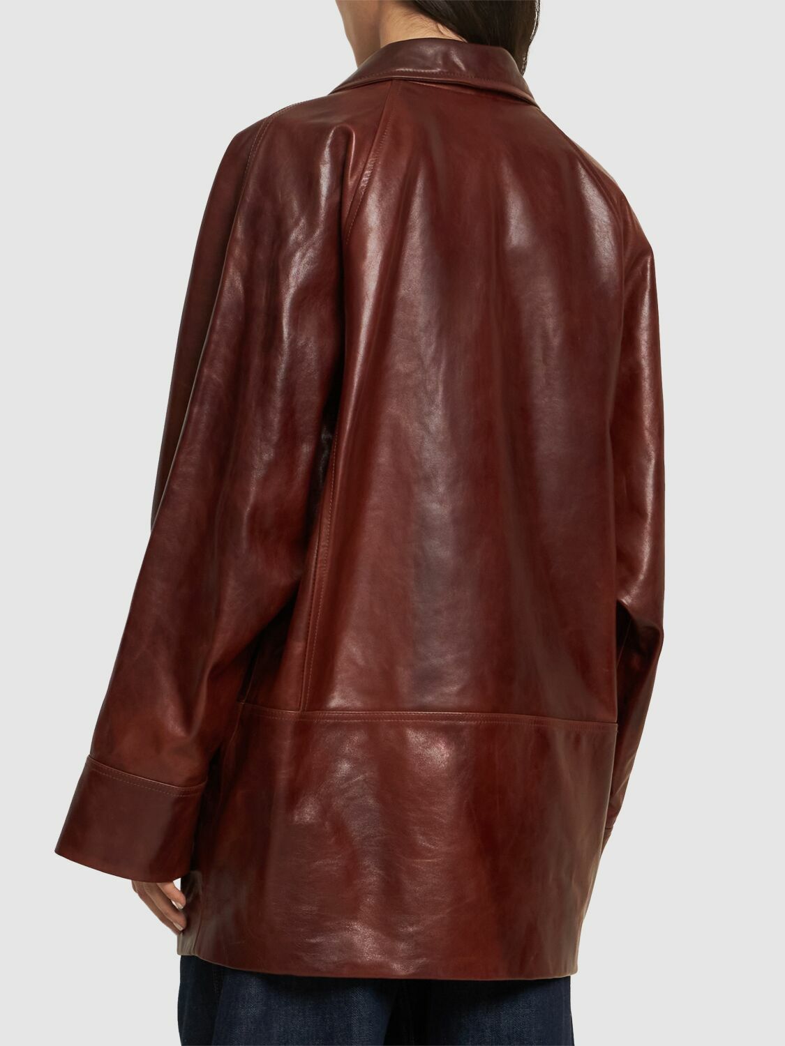 FRAME The Oversized Leather Jacket Frame Denim