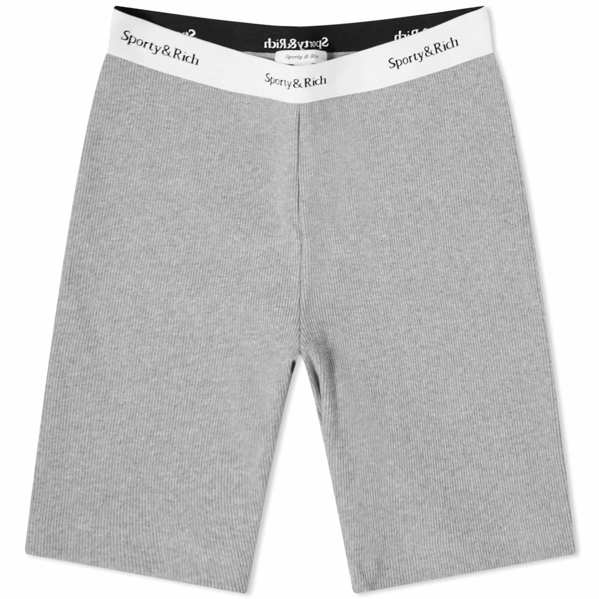 Sporty & Rich Women's Serif Logo Ribbed Cycling Short in Heather Grey ...