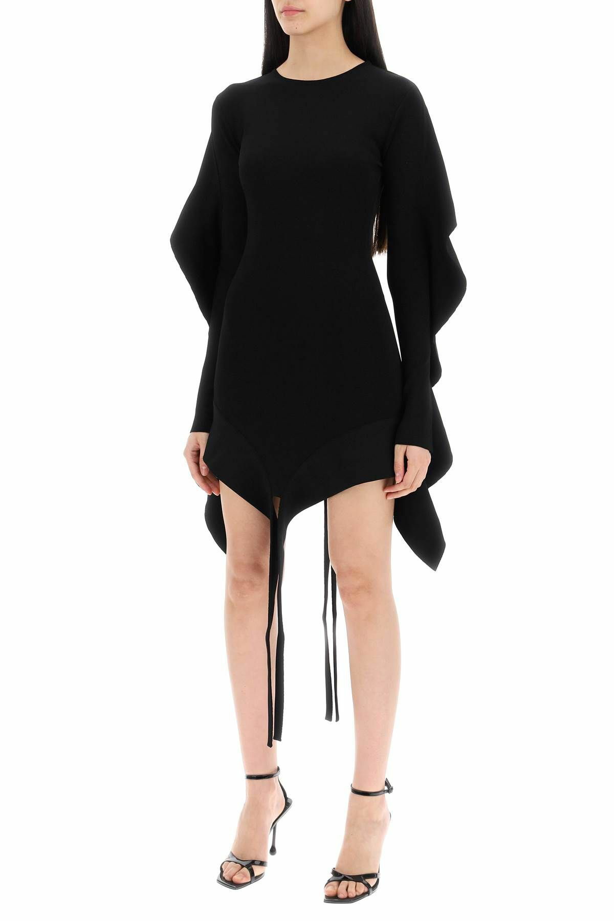 MUGLER asymmetric mini dress with ruffle details Black Mugler