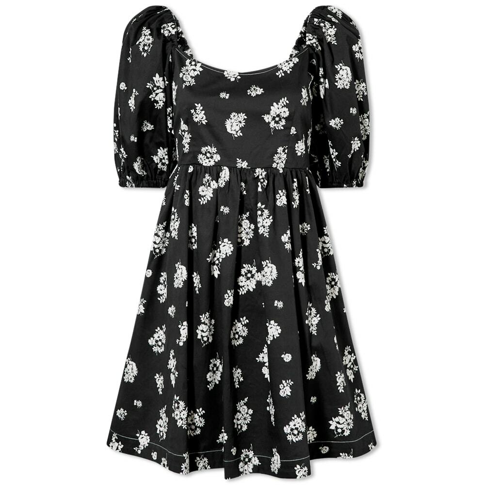 KITRI Women's Olga Tie Back Mini Dress in Black Mono Floral KITRI