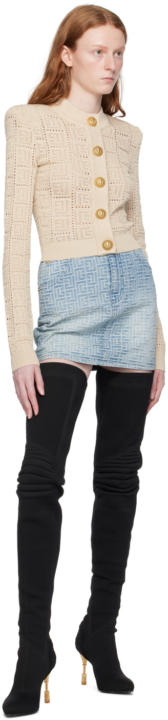 Balmain Beige Monogram Cardigan Balmain