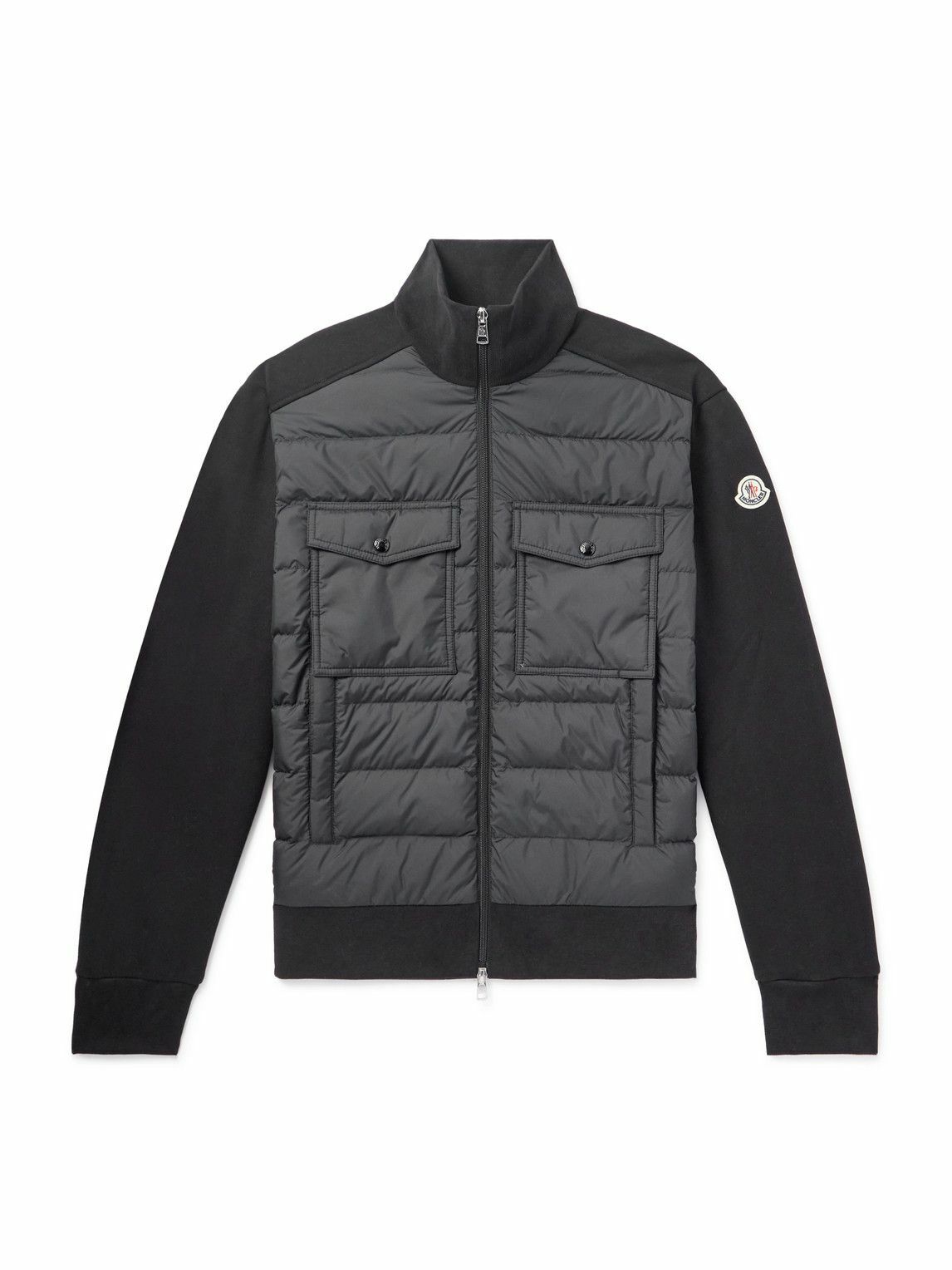 Moncler - Padded Quilted Shell and Cotton-Jersey Down Jacket - Black ...