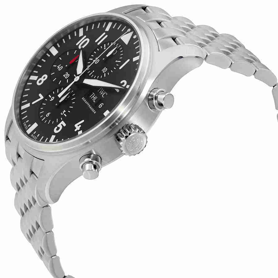 IWC Pilot Automatic Chronograph Black Dial Mens Watch IW377710 IWC