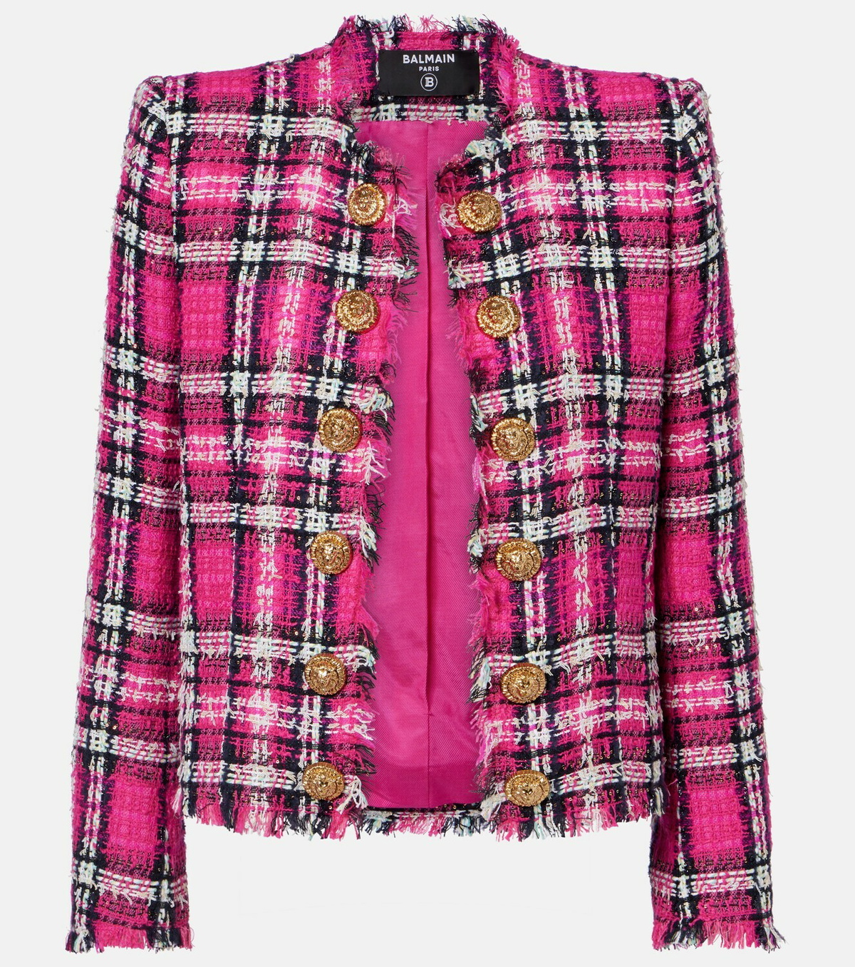 Balmain Checked cotton and wool-blend tweed jacket Balmain