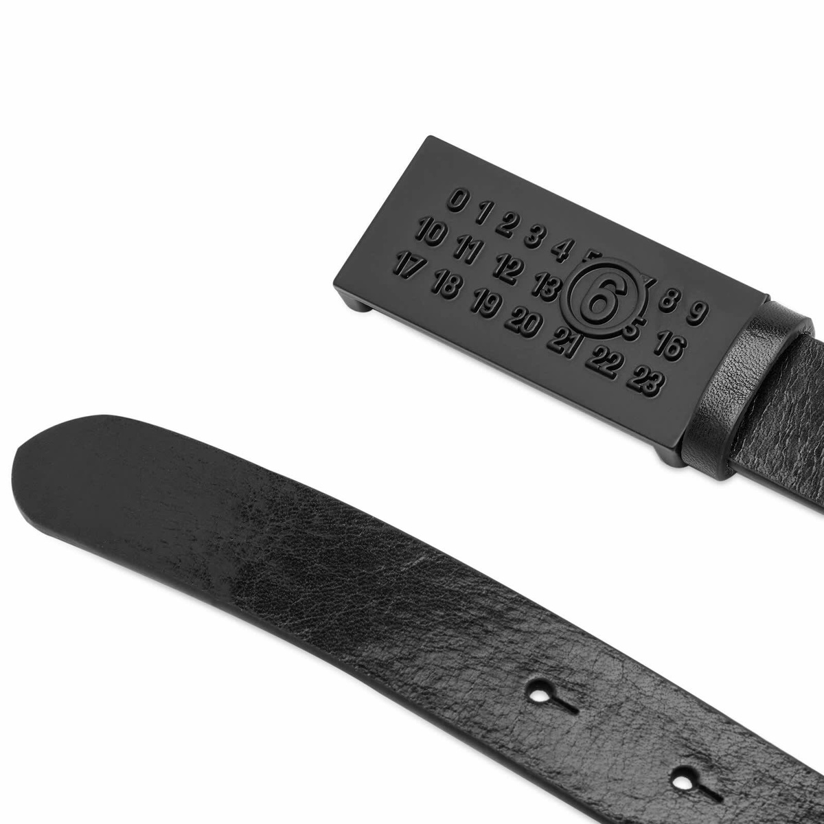 MM6 Maison Margiela Men's Number Logo Belt in Black MM6 Maison Margiela