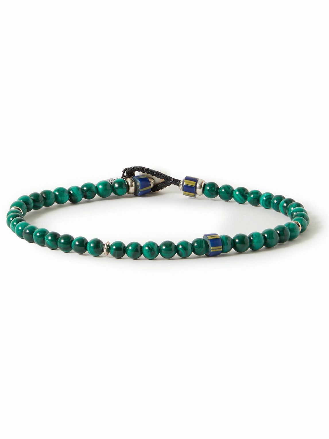 Mikia - Silver, Multi-Stone and Cord Beaded Bracelet - Green Mikia