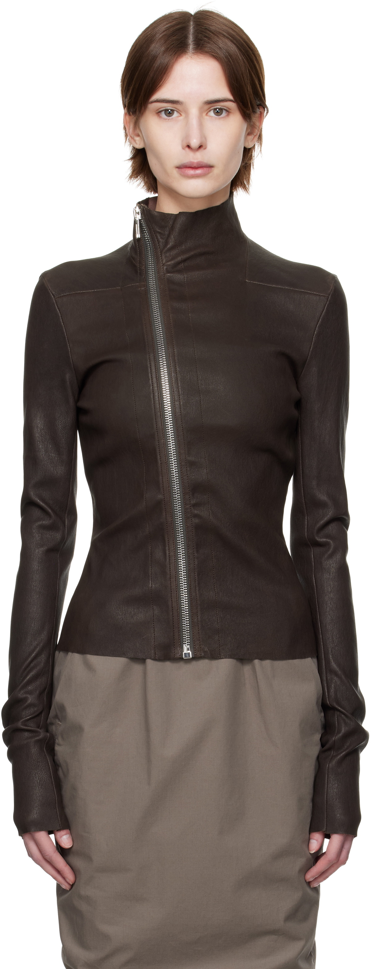 Rick Owens Brown Hollywood JKT Leather Jacket Rick Owens