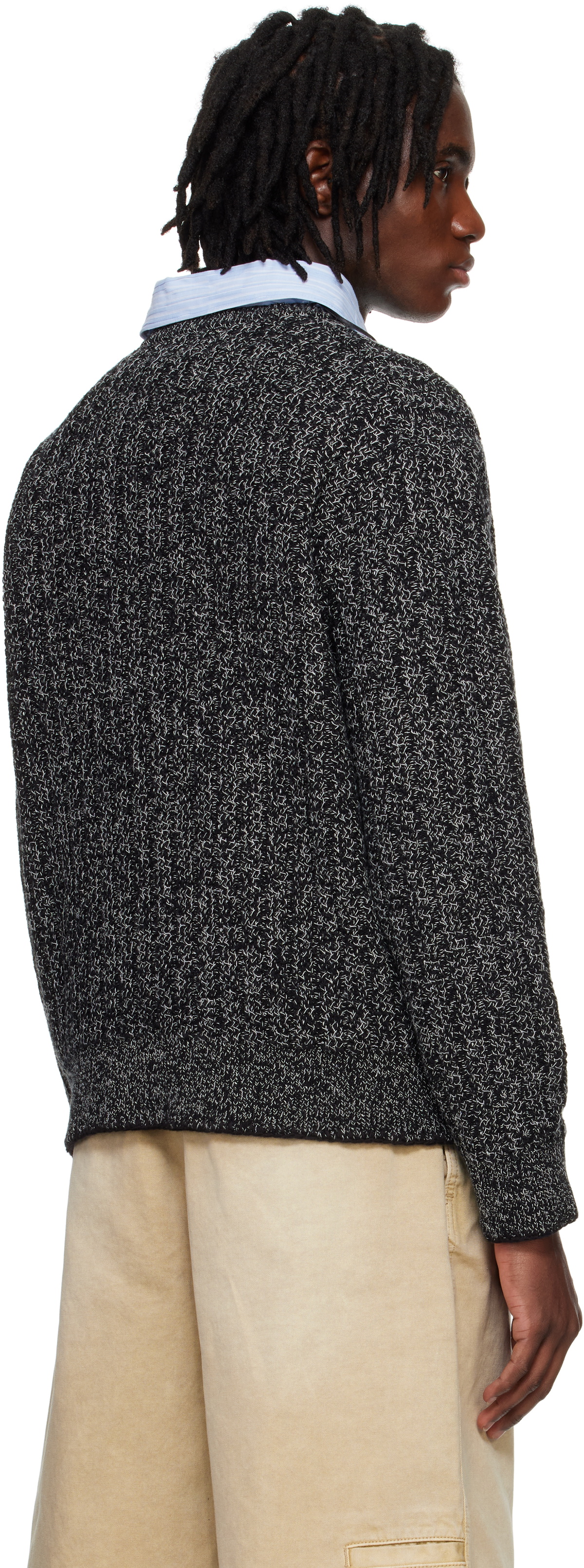 Solid Homme Gray Round Neck Stitch Knit Sweater Solid Homme