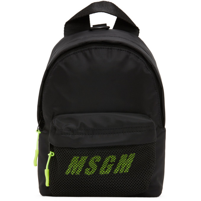 MSGM Black and Yellow Logo Backpack MSGM