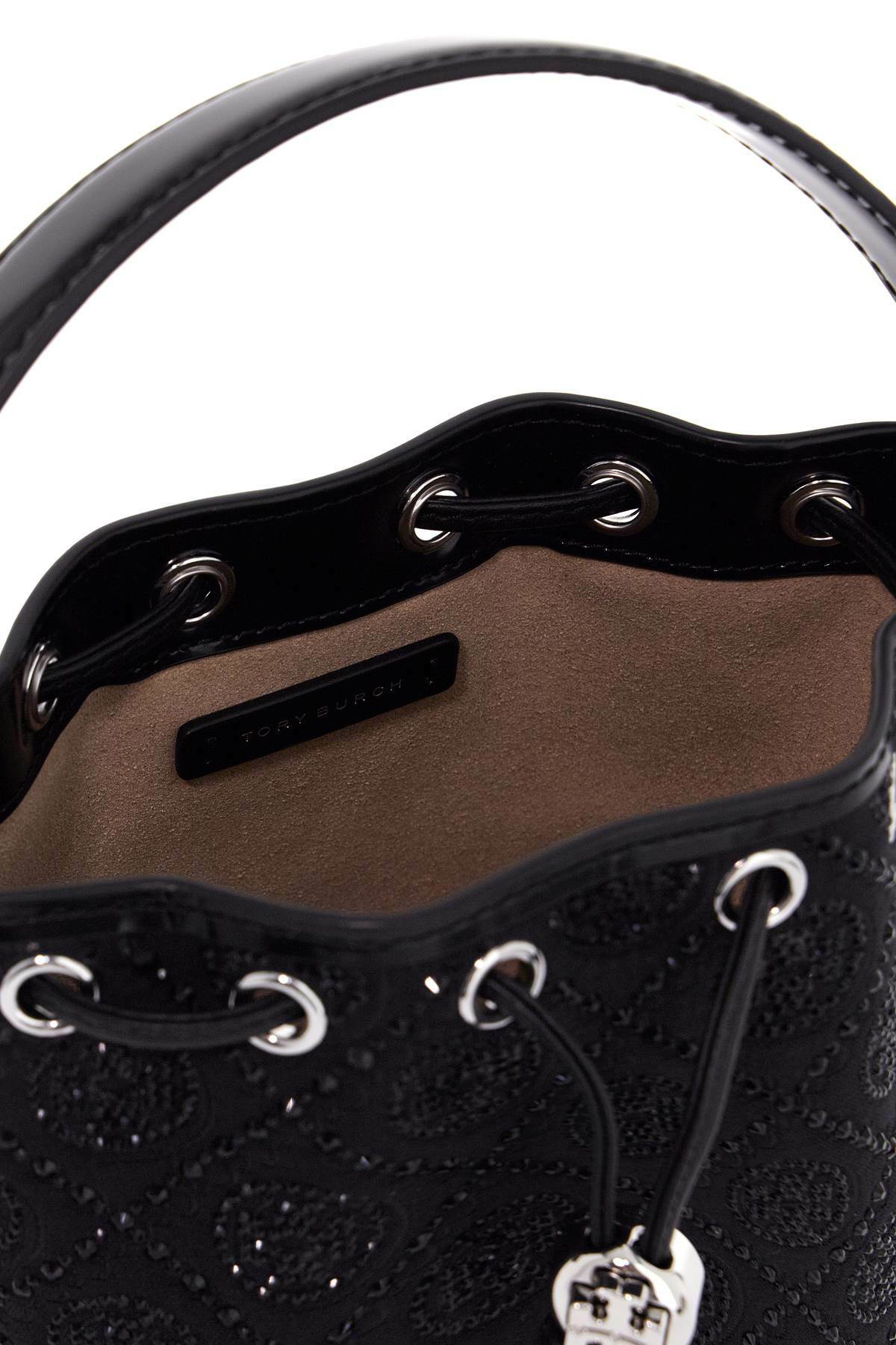 TORY BURCH monogram t bucket bag with rhinest Black Tory Burch
