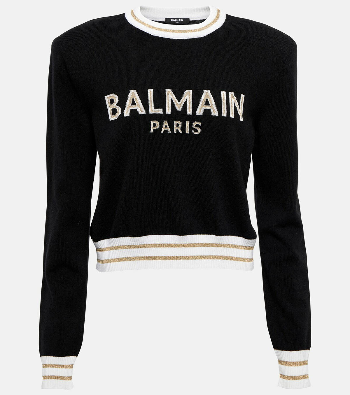 Balmain - Logo wool and cashmere cropped sweater Balmain
