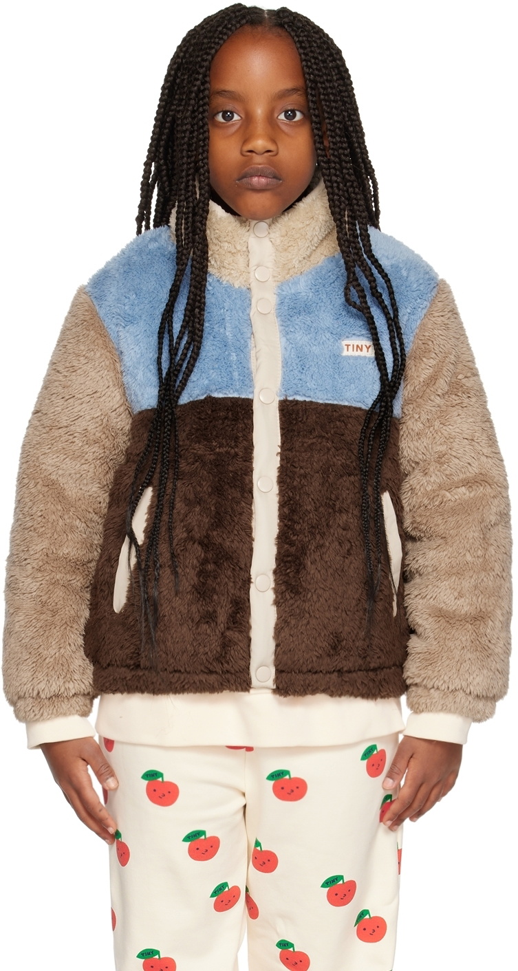 TINYCOTTONS Kids Brown & Gray Color Block Jacket TINYCOTTONS
