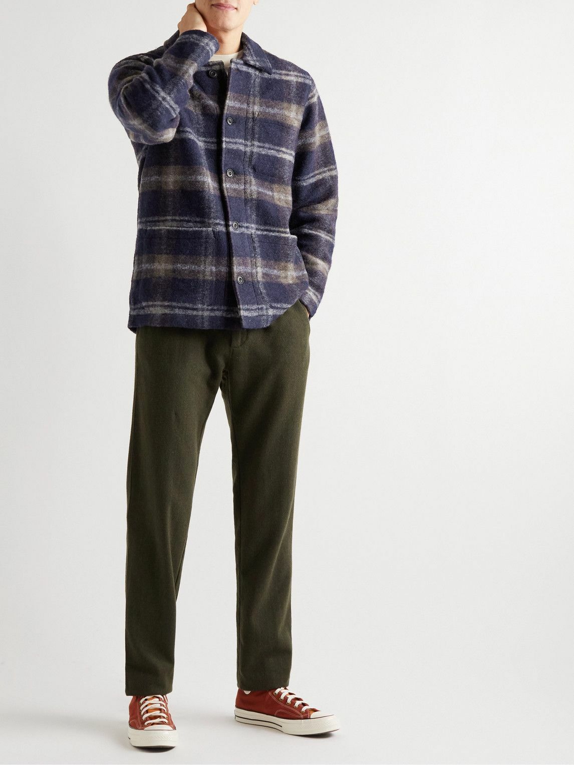 Hartford - Checked Wool-Blend Overshirt - Blue Hartford