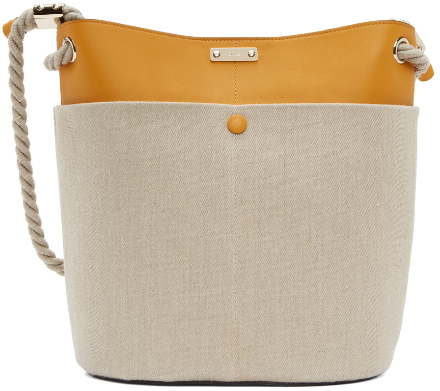 Chloé Taupe & Yellow Key Bucket Shoulder Bag Chloe
