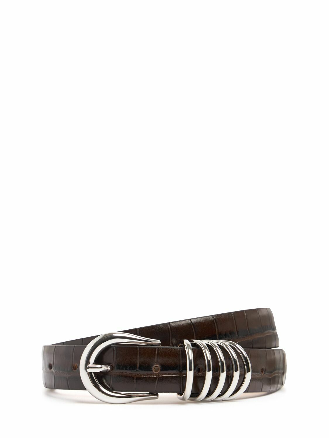 DÉHANCHE Hollywood Croc Embossed Leather Belt Déhanche