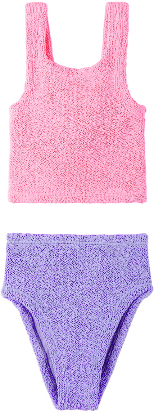 Hunza G Kids Pink & Purple Duo Lyra Bikini Hunza G