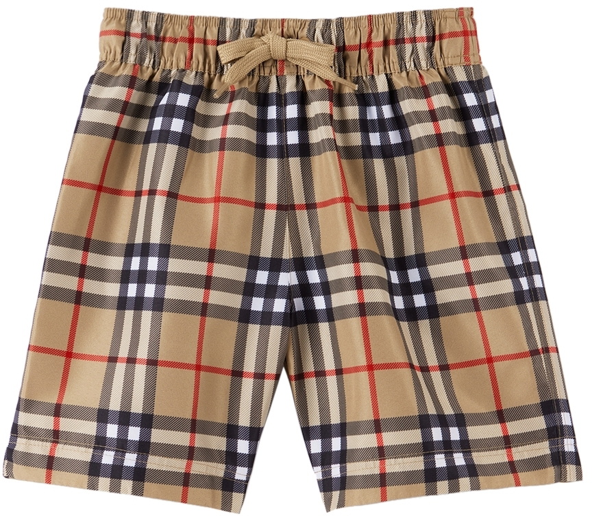 Burberry Baby Beige Check Swim Shorts Burberry