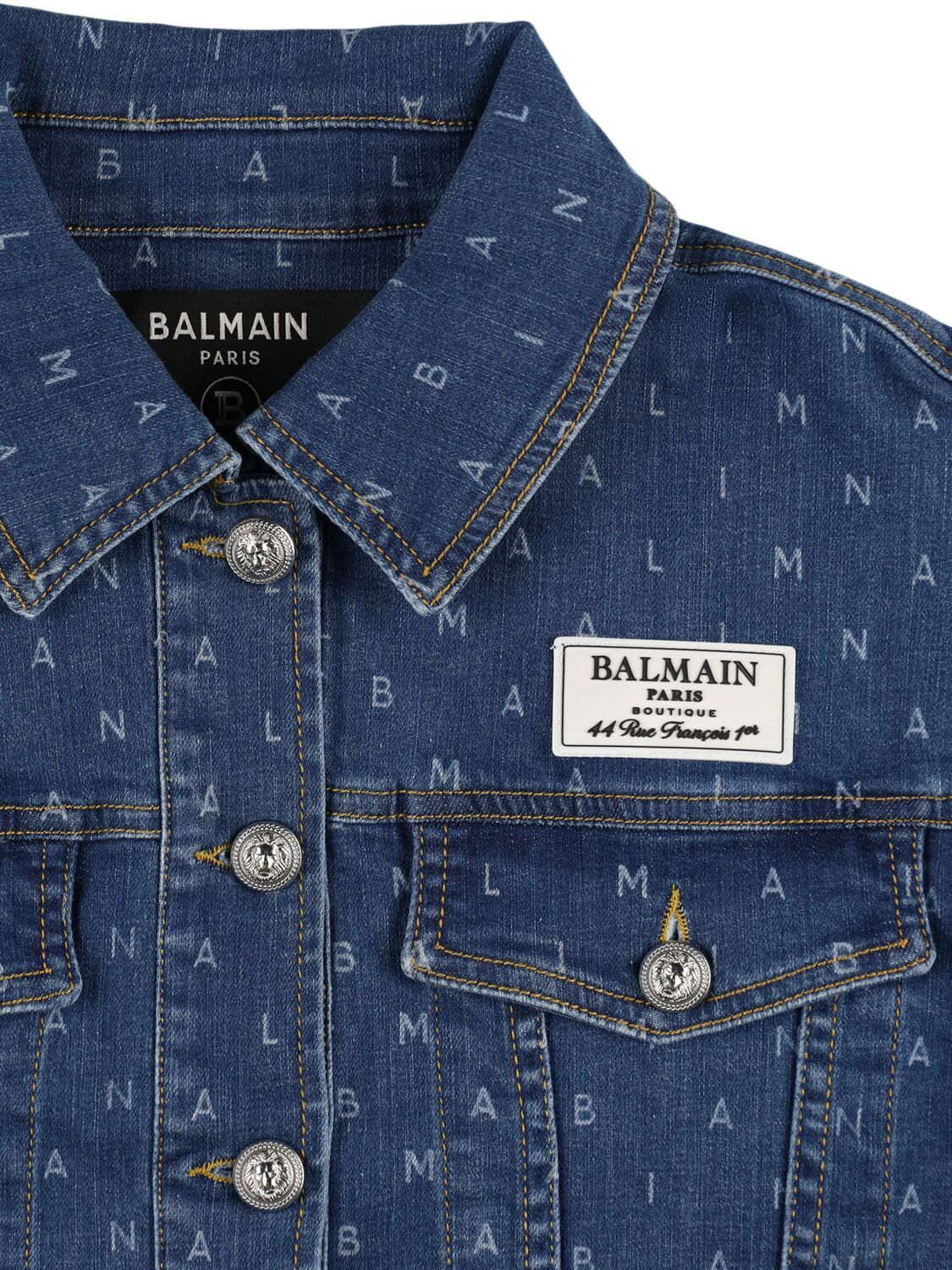 BALMAIN Logo Print Cotton Denim Jacket Balmain