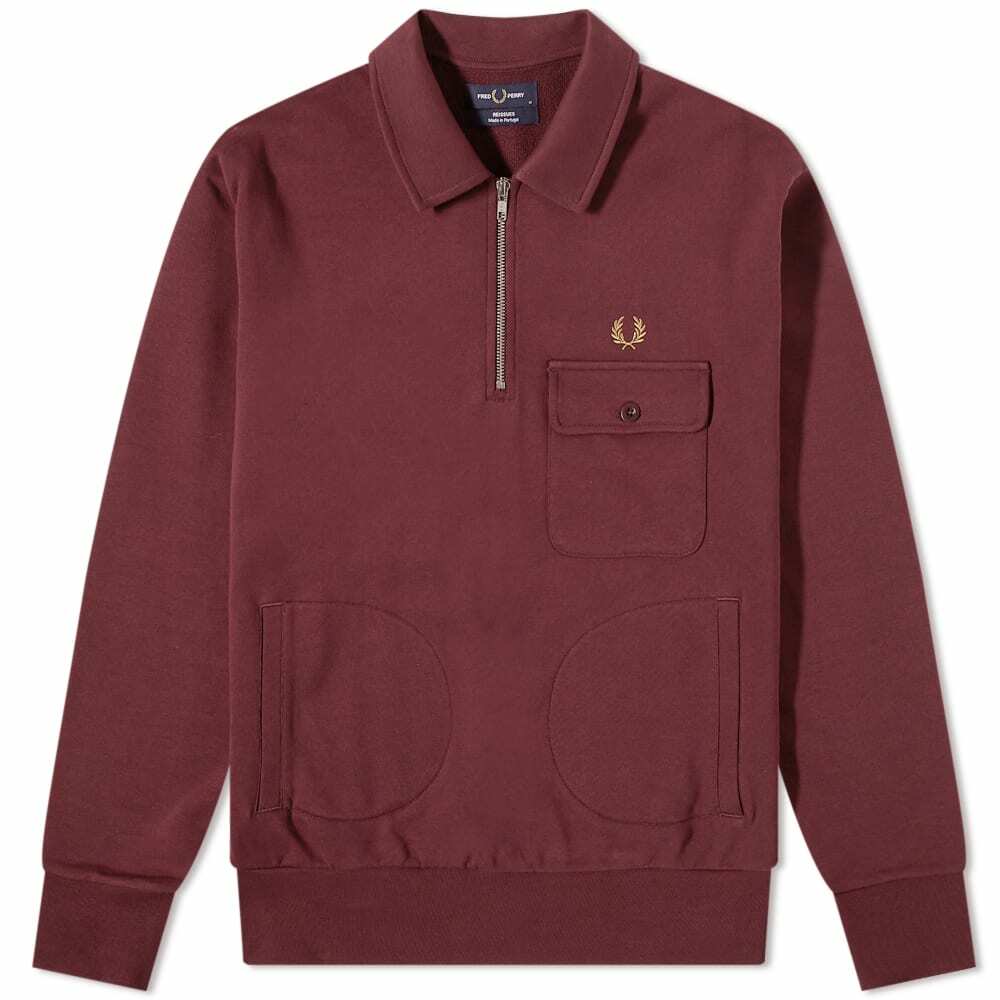Fred Perry Men's Half-Zip Sweat in Oxblood Fred Perry