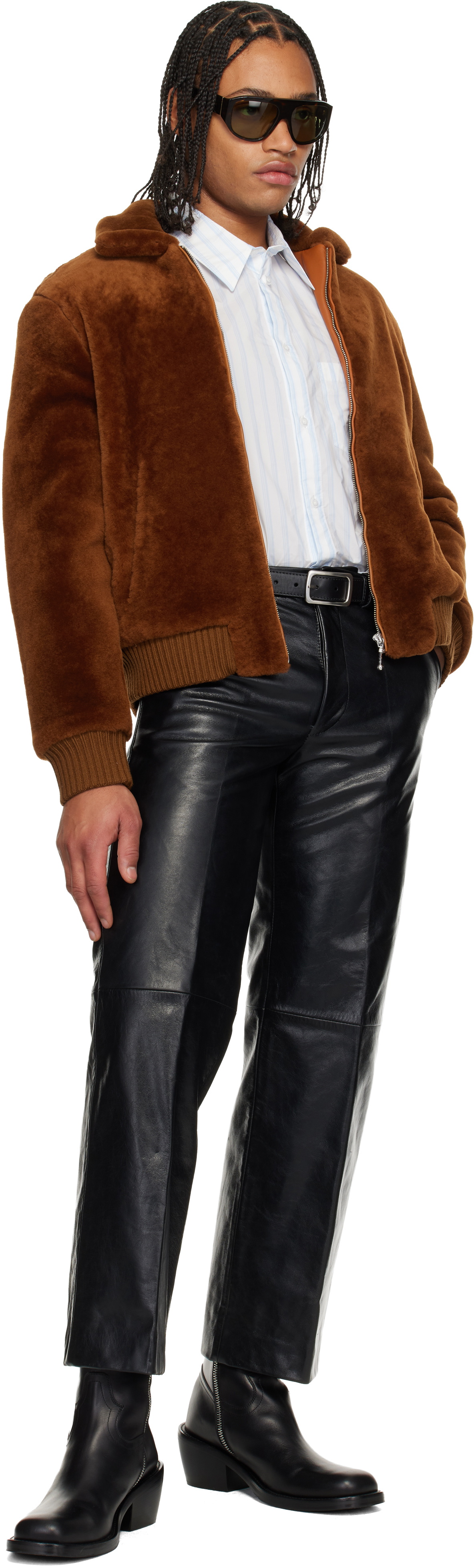 Ernest W. Baker Brown Zip Shearling Jacket Ernest W. Baker