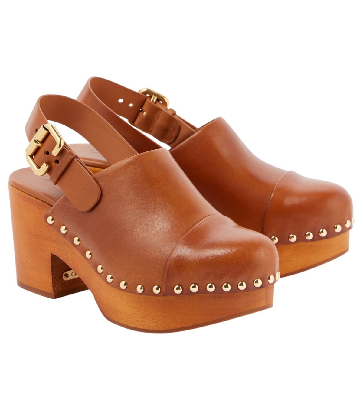 Chloé Jeannette leather wedge clogs Chloe