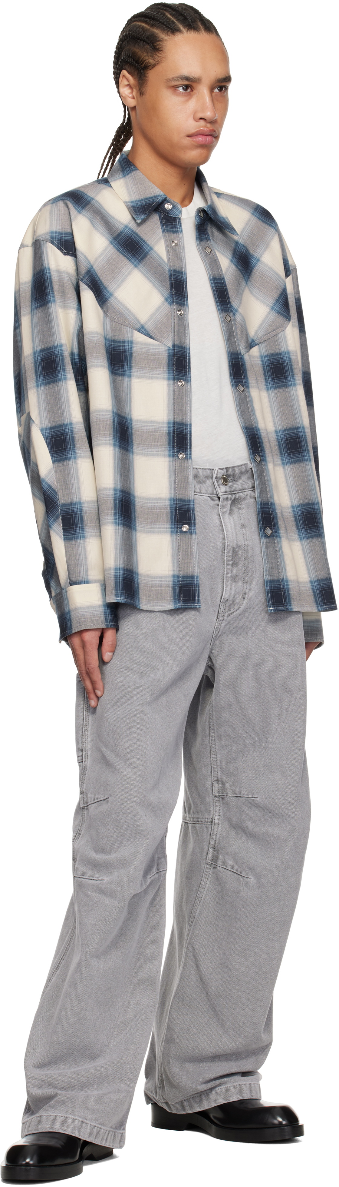 WOOYOUNGMI Blue Western Check Shirt Wooyoungmi