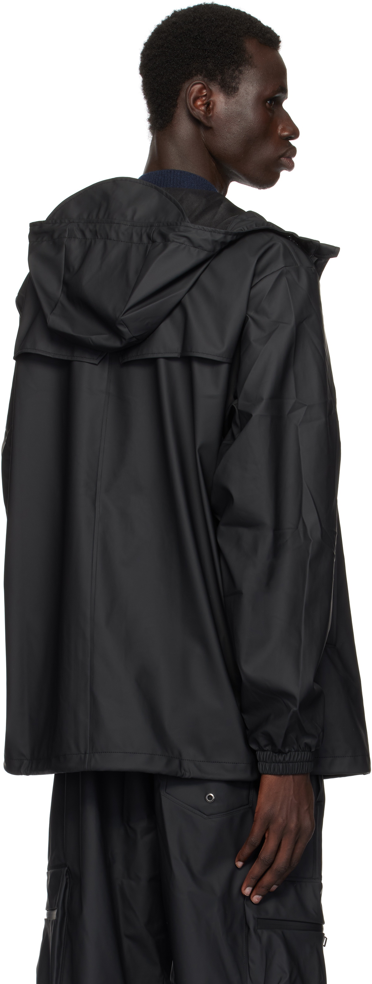 RAINS Black Storm Breaker Rain Jacket Rains