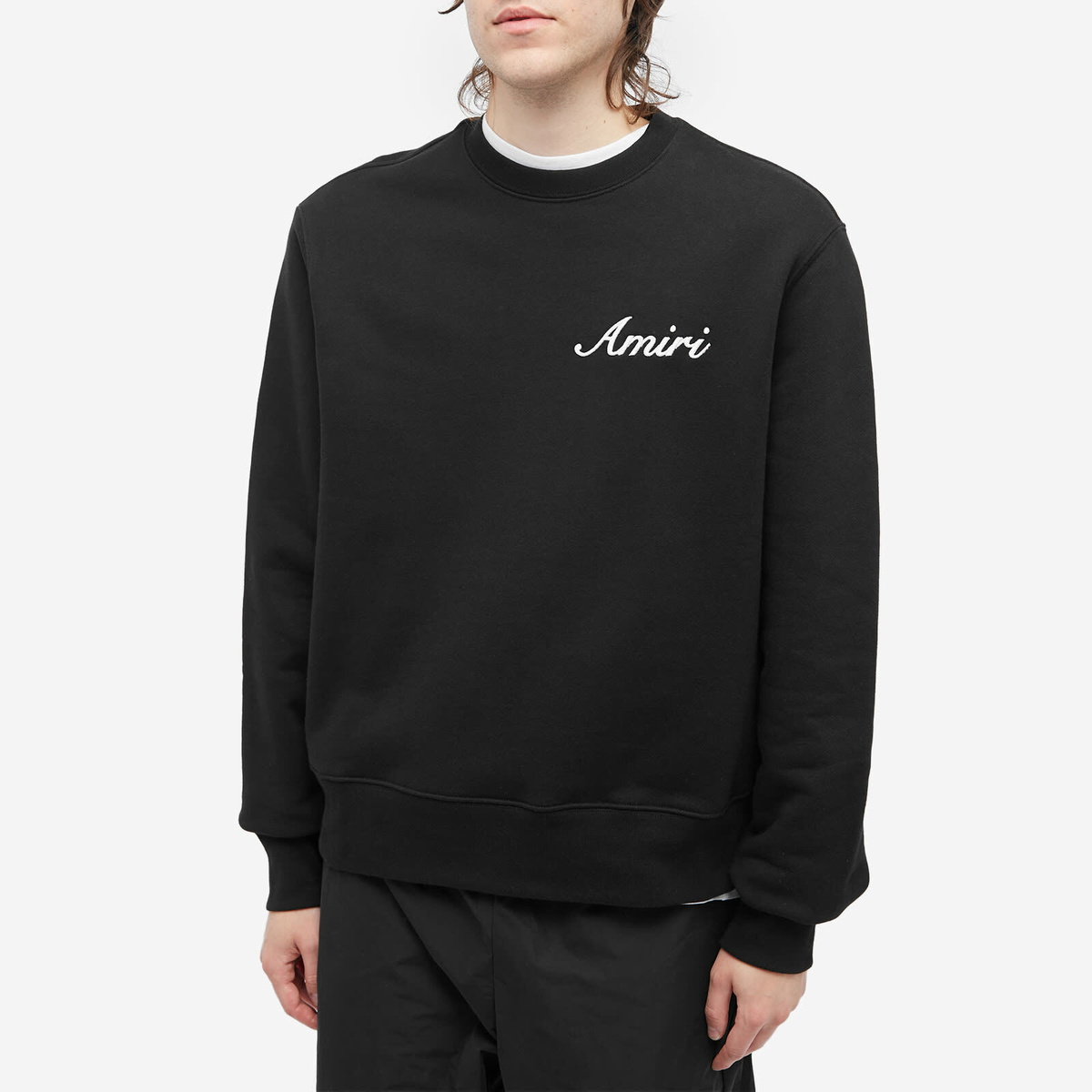 AMIRI Men's Script Logo Crew Sweatshirt in Black Amiri