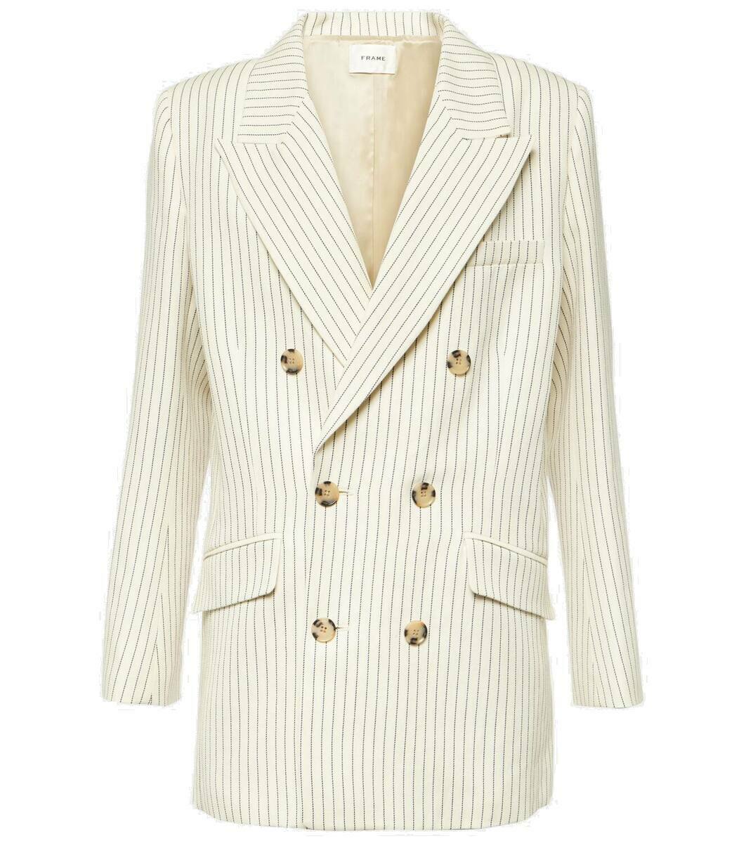 Frame Striped cotton and linen blazer Frame Denim