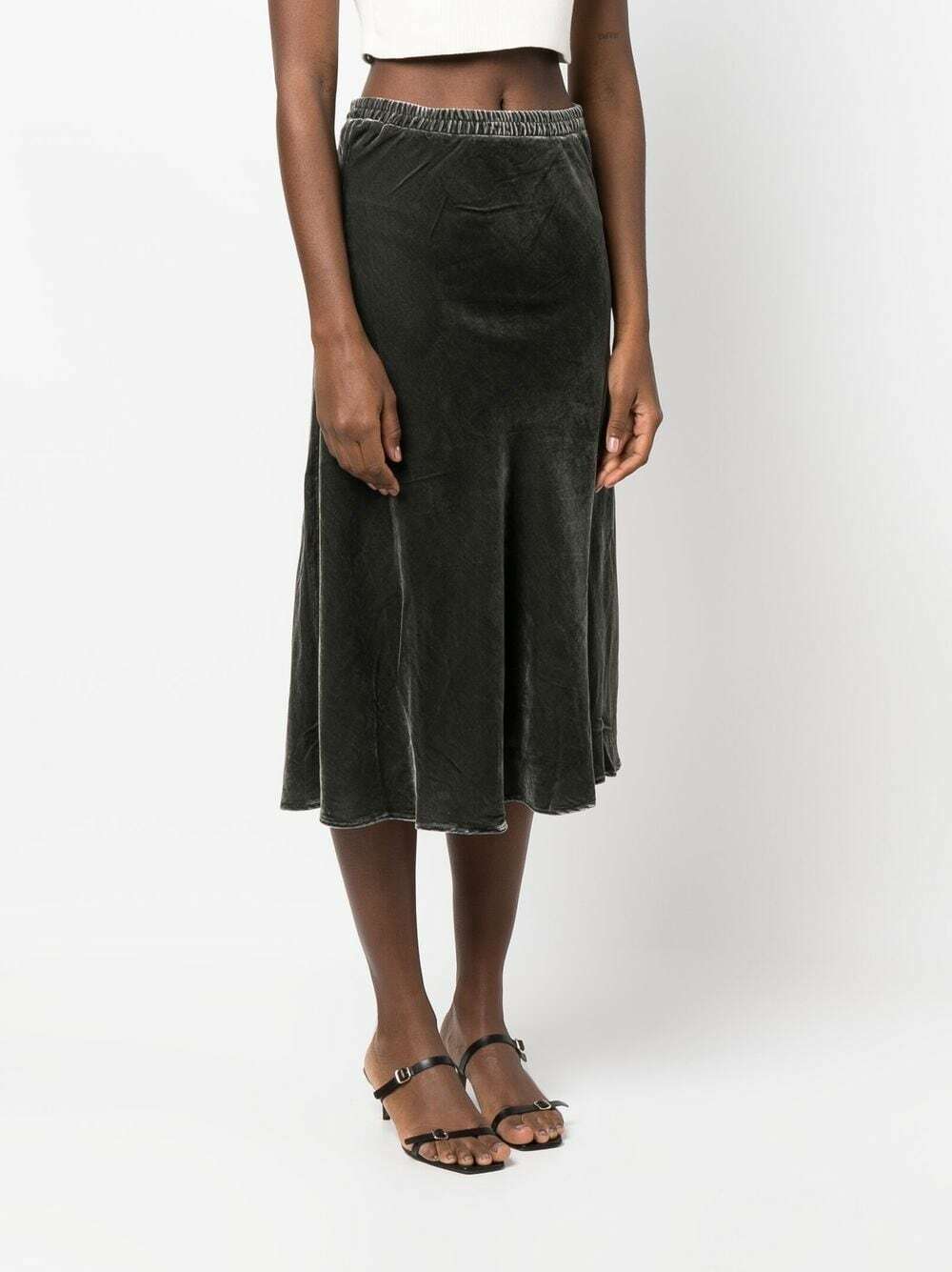GOLDHAWK - Velvet Flared Midi Skirt Goldhawk