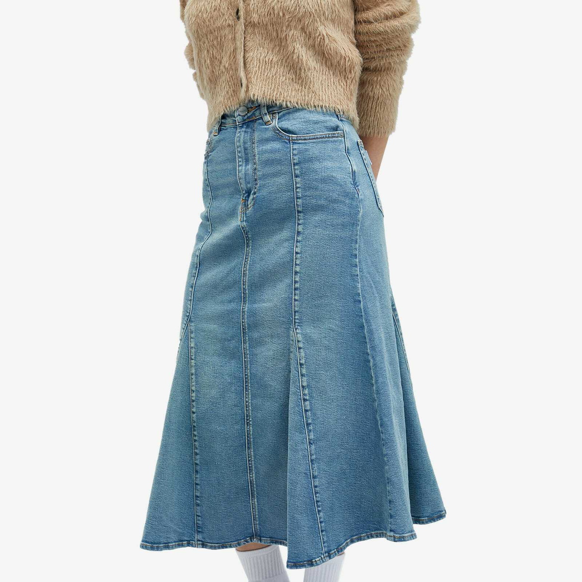 GANNI Women's Tint Denim Peplum Skirt in Tint Wash GANNI